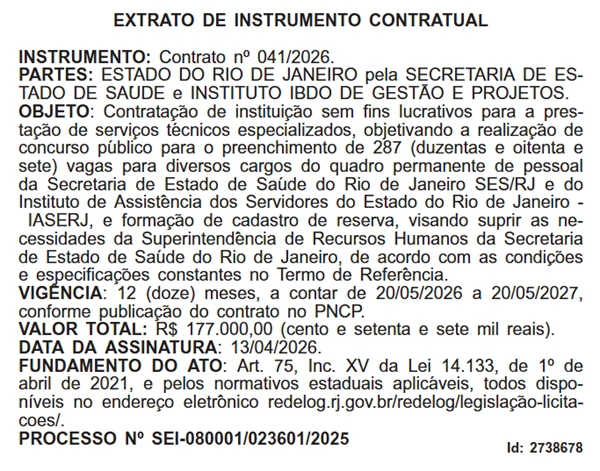 Concurso SES RJ 2026: Banca contratada! 287 vagas!